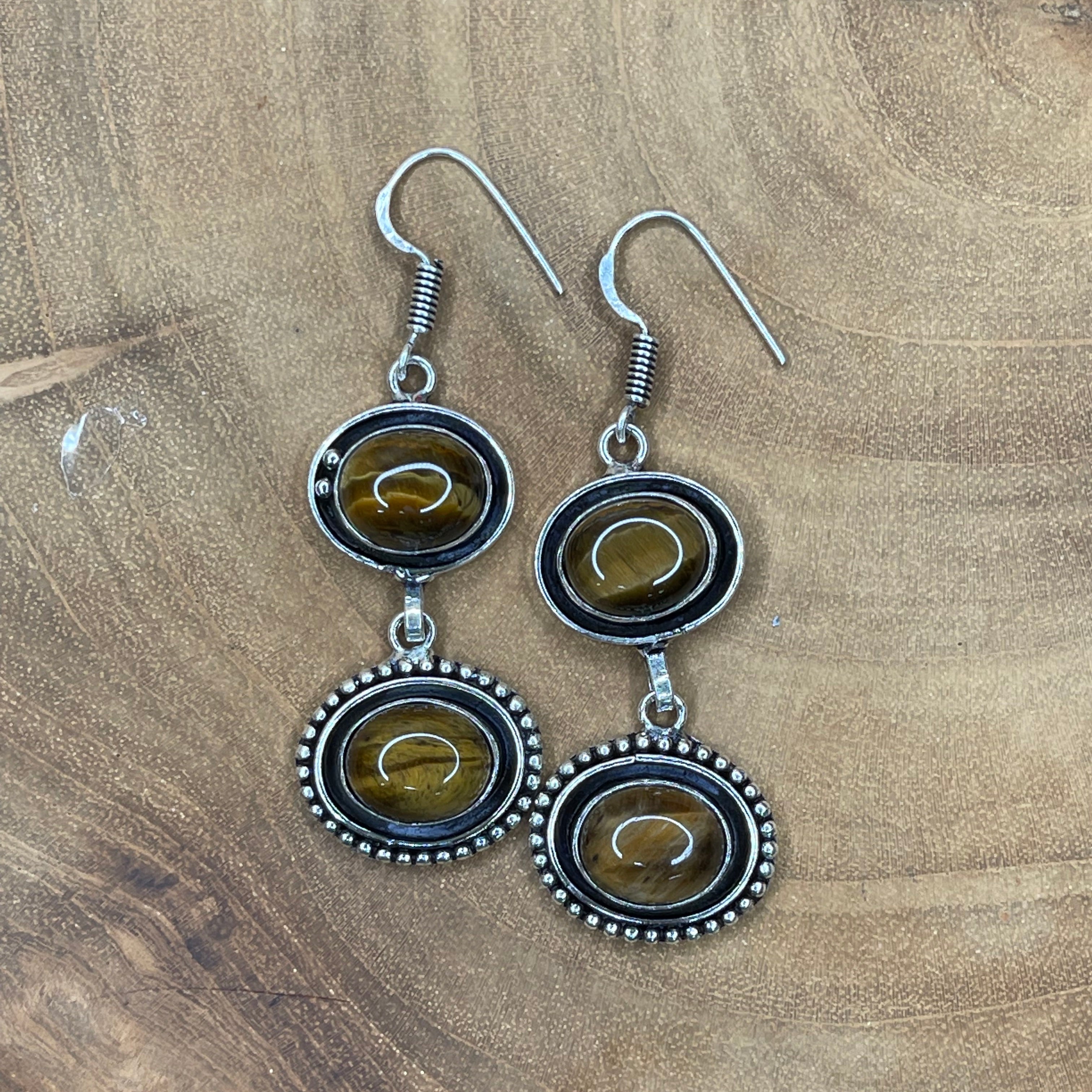 Tiger Eye Bohemian Filigree Hoop Earrings, 50% OFF